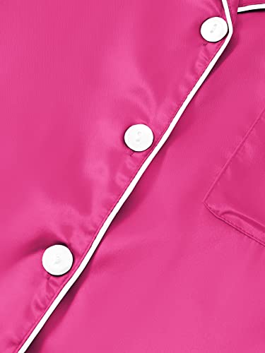 LYANER Women's Satin Pajamas Set Short Sleeve Button Shirt Silky Sleepwear with Shorts Set PJ Rose X-Small