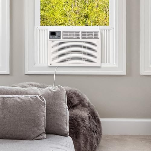 RCA 12,000 BTU 115V Window Mounted Air Conditioner & Dehumidifier with Remote Control, Window AC Unit for Apartment, Living Room, & Medium Rooms up to 450 Sq. Ft. in White