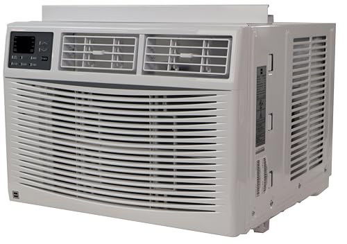 RCA 12,000 BTU 115V Window Mounted Air Conditioner & Dehumidifier with Remote Control, Window AC Unit for Apartment, Living Room, & Medium Rooms up to 450 Sq. Ft. in White