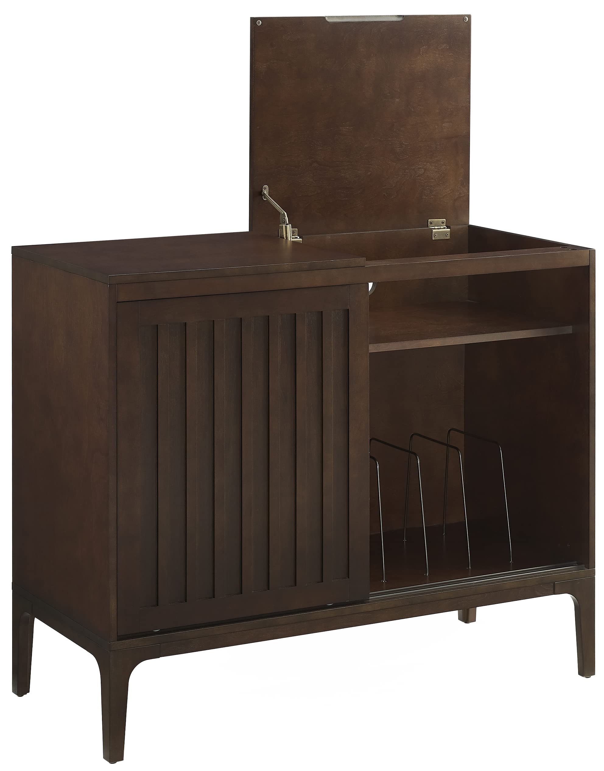 Crosley Furniture Asher Media Console and Record Player Stand with Storage for Vinyl Records, Dark Brown