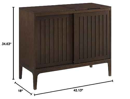 Crosley Furniture Asher Media Console and Record Player Stand with Storage for Vinyl Records, Dark Brown