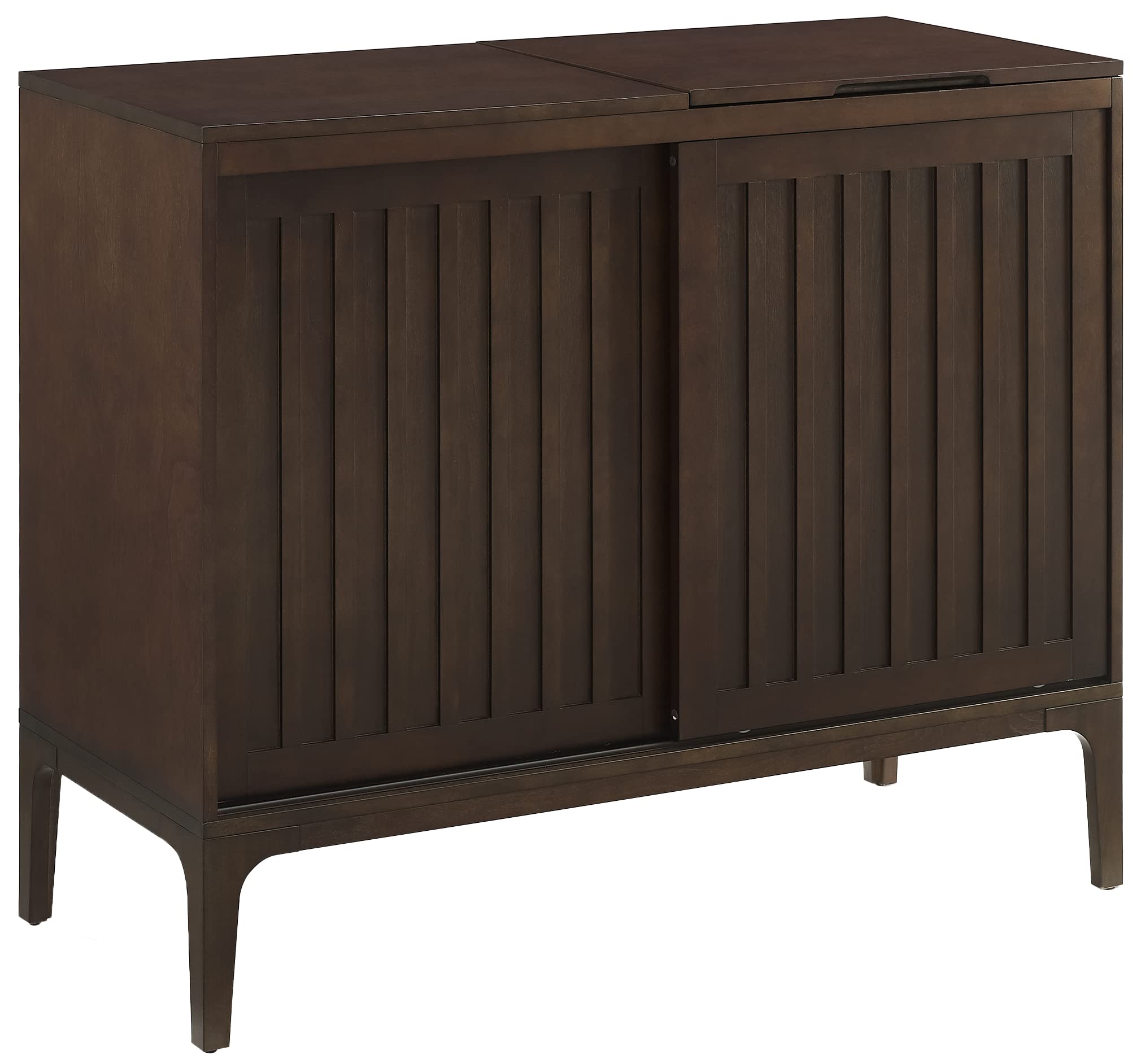 Crosley Furniture Asher Media Console and Record Player Stand with Storage for Vinyl Records, Dark Brown