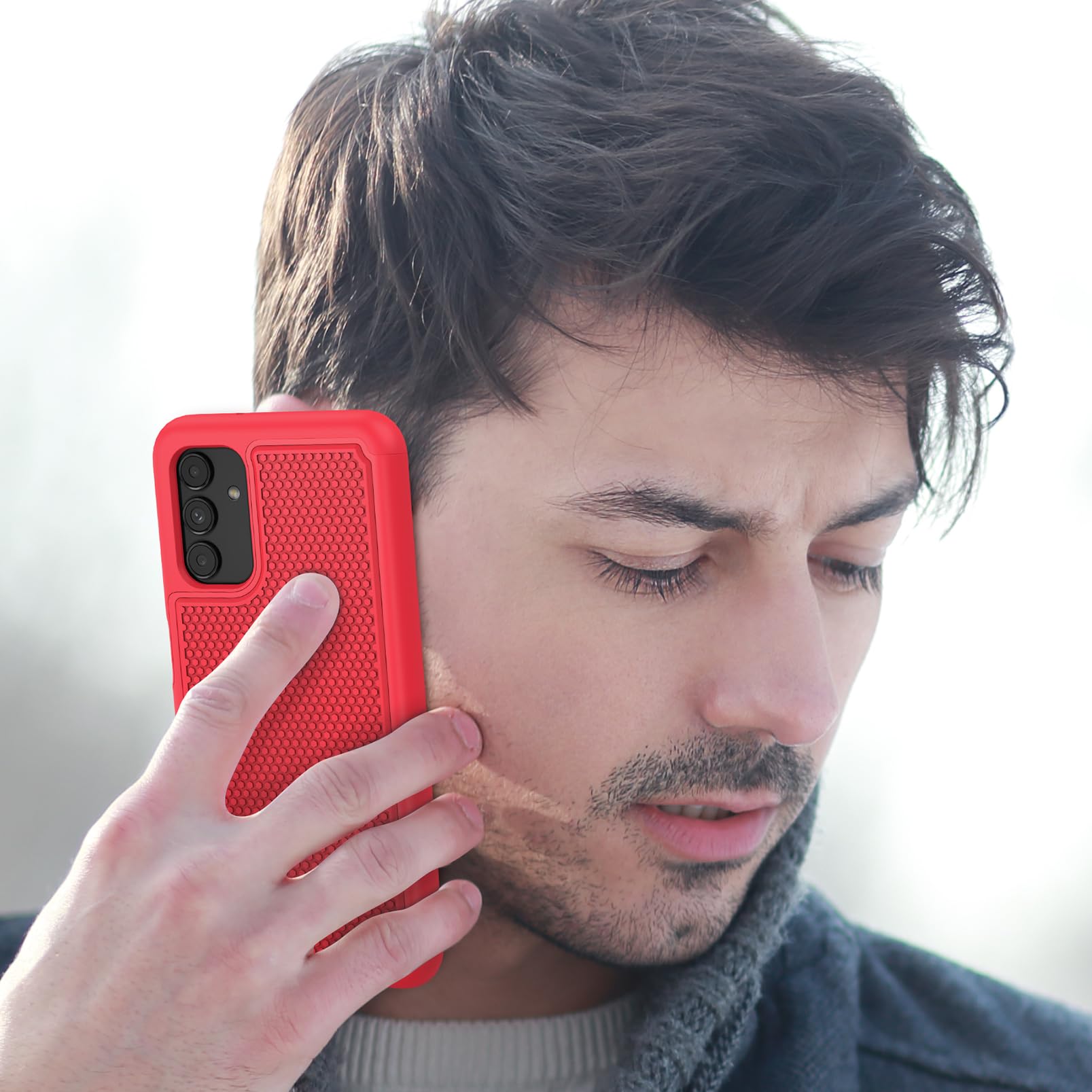 BNIUT for Samsung Galaxy A13 5G Case: Dual Layer Protective Heavy Duty Cell Phone Cover Shockproof Rugged with Non Slip Textured Back - Military Protection Bumper Tough - 6.5inch (Red)
