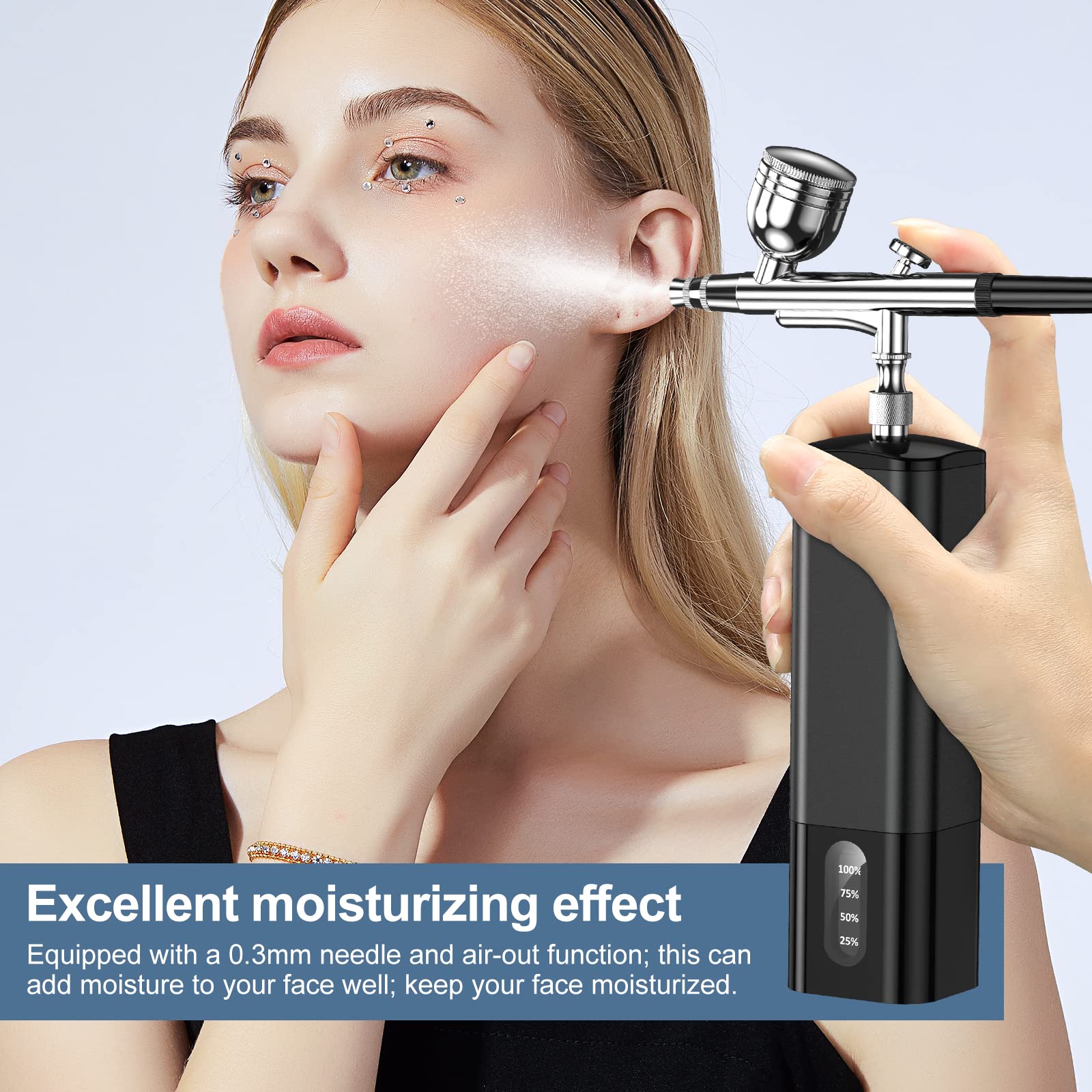 Avhrit Cordless Airbrush with 2 Battery, 32PSI Portable Airbrush Kit with Compressor, Dual-Action Cordless Airbrush for Painting, Makeup, Nail, Model