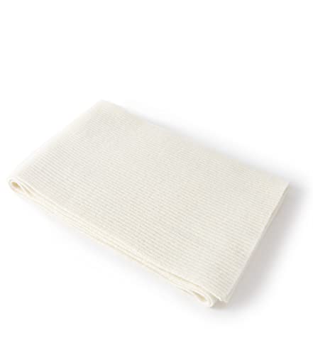 Lallier Cashmere Wool Scarf, Ultra Soft Classic Ribbed Solid Color Winter Scarf for Men and Women with Gift Box, Cream White