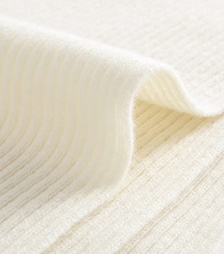 Lallier Cashmere Wool Scarf, Ultra Soft Classic Ribbed Solid Color Winter Scarf for Men and Women with Gift Box, Cream White