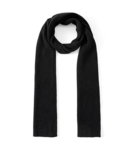 Lallier Cashmere Wool Scarf, Ultra Soft Classic Ribbed Solid Color Winter Scarf for Men and Women with Gift Box, Black