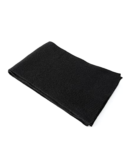 Lallier Cashmere Wool Scarf, Ultra Soft Classic Ribbed Solid Color Winter Scarf for Men and Women with Gift Box, Black