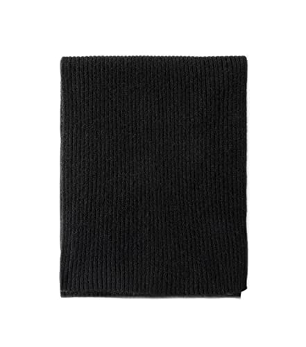 Lallier Cashmere Wool Scarf, Ultra Soft Classic Ribbed Solid Color Winter Scarf for Men and Women with Gift Box, Black