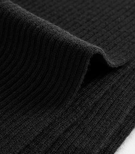 Lallier Cashmere Wool Scarf, Ultra Soft Classic Ribbed Solid Color Winter Scarf for Men and Women with Gift Box, Black
