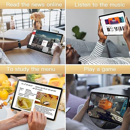 OUZRS 5G Tablets 10 Inch Android 11 GO GMS Tablets, 64GB ROM /256GB Expand, WiFi Tablet Computer, Bluetooth, 6000mAh Tablet PC, Tableta with Dual Camera -Gold