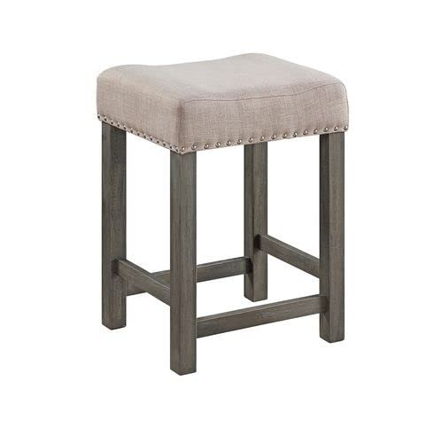 Benjara 76 Inch 4 Piece Counter Height Dining Set, Marble Table Top, Brown, Beige and Gray