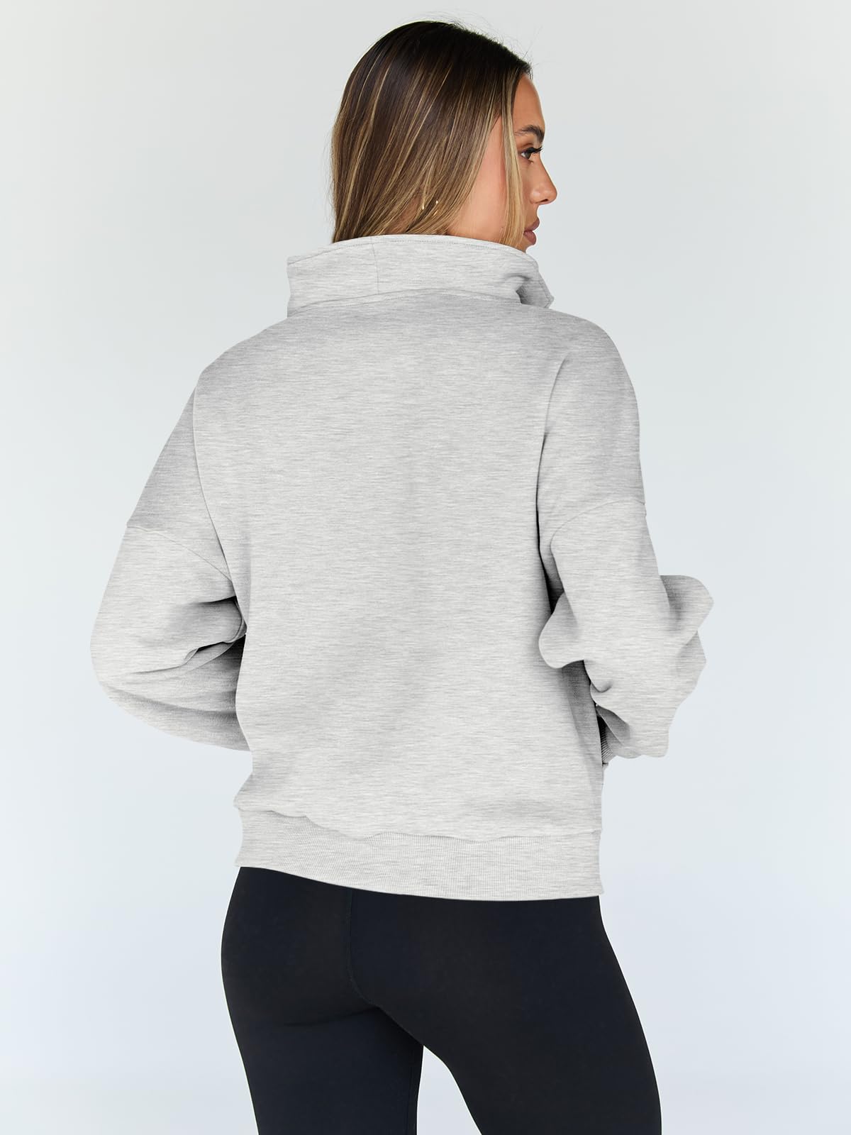 Trendy Queen Sweatshirts Quarter Half Zip Pullover Oversized Hoodies Sweaters Comfy Fall Outfits 2025 Y2K Winter Clothes Grey S