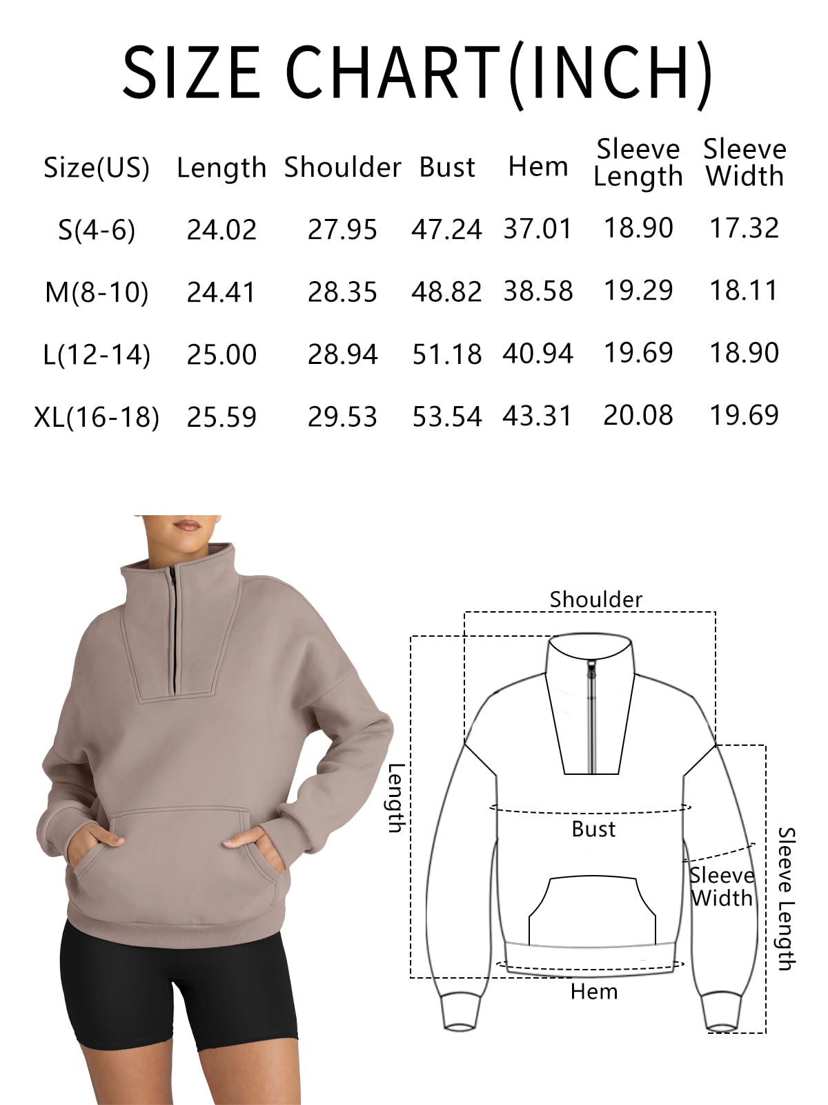 Trendy Queen Sweatshirts Quarter Half Zip Pullover Oversized Hoodies Sweaters Comfy Fall Outfits 2025 Y2K Winter Clothes Grey S