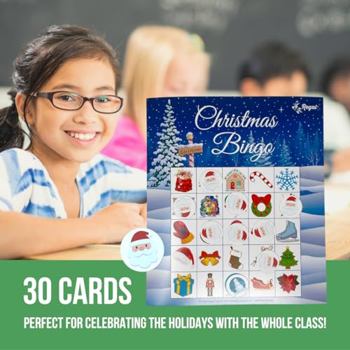 Regal Games - Holiday Bingo Set - Classroom Size Game Kit - Includes 30 Bingo Cards, 280 Bingo Marking Chips, 24 Calling Chips - 8β x 7β Cardstock