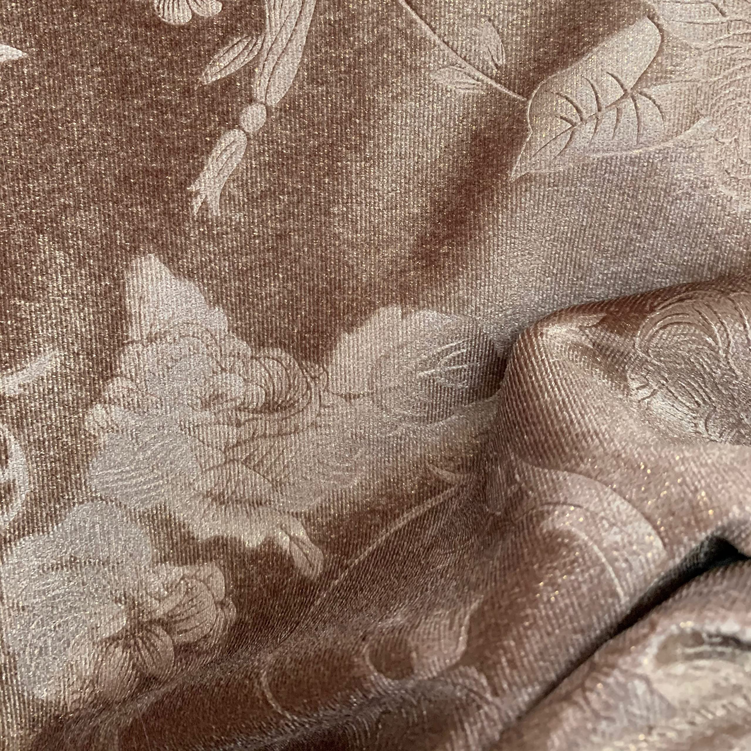 Anne Desert Taupe Embossed Floral Polyester Stretch Velvet Fabric for Bows, Headwraps, Top Knot, Scrunchies, Clothes, Costumes, Crafts