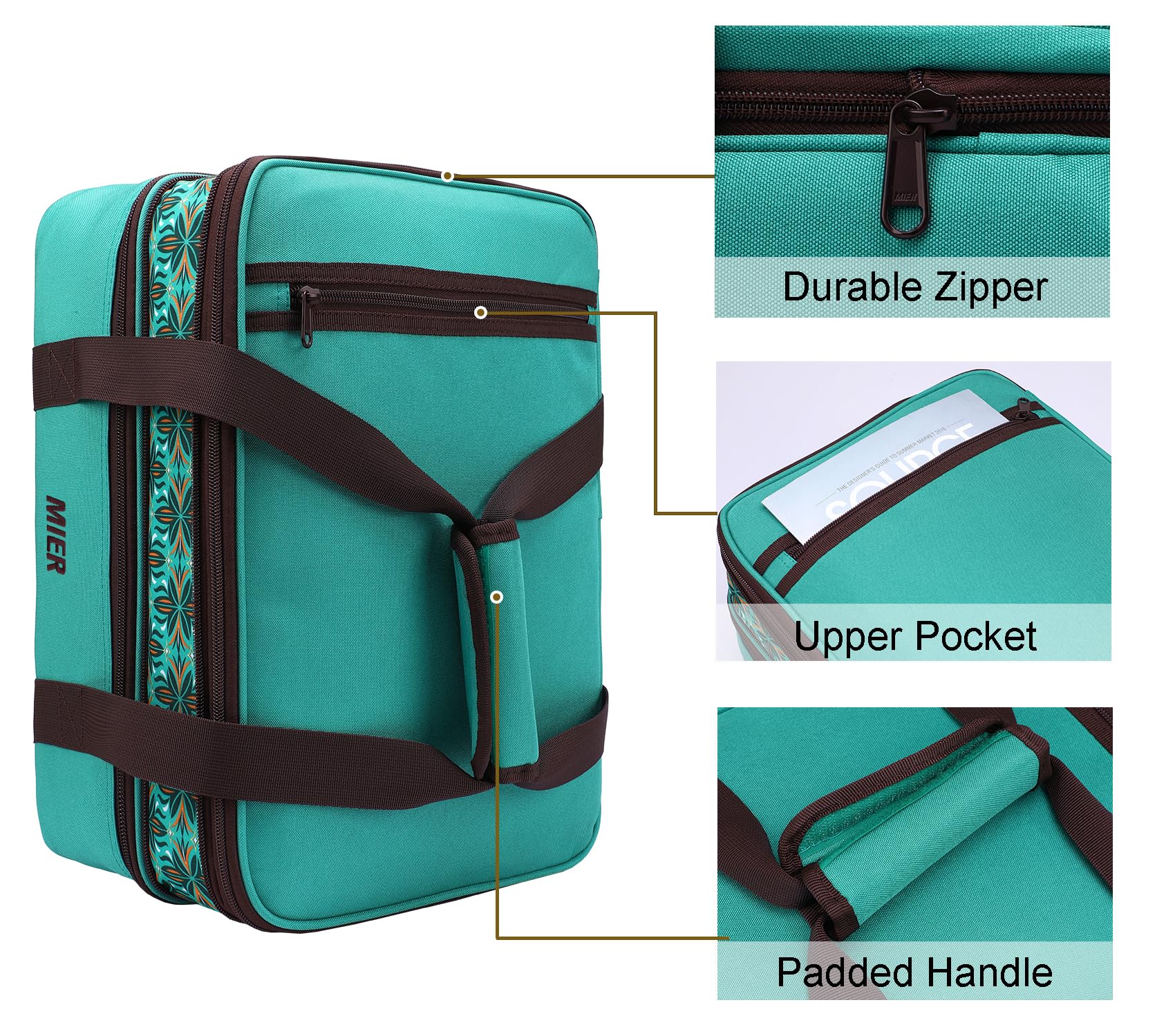 MIER Insulated Double Casserole Carrier Bag Thermal Lunch Tote for Lasagna Lugger, Potluck Parties, Picnic, Beach, Fits 9 x 13 Inches Baking Dish, Casserole Dish, Expandable by Mid Zipper, Teal