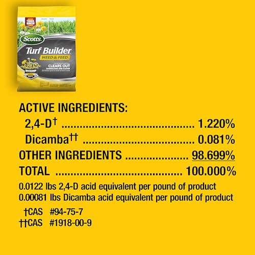Scotts Turf Builder Weed & Feed5, Weed Killer and Lawn Fertilizer, Controls Dandelion, Clover and More, 4,000 sq. ft, 11.32 lbs.