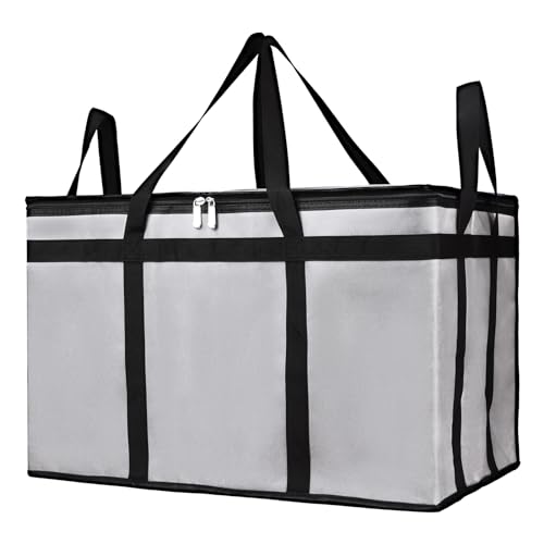 Bodaon 2-Pack Insulated Food Delivery Bag, XXX-Large Insulated Pizza Delivery Bags, Insulated Bags for Delivery, Doordash Catering Bag, Food Warmer Hot Bag, Uber Eats Driver Essentials, Gray