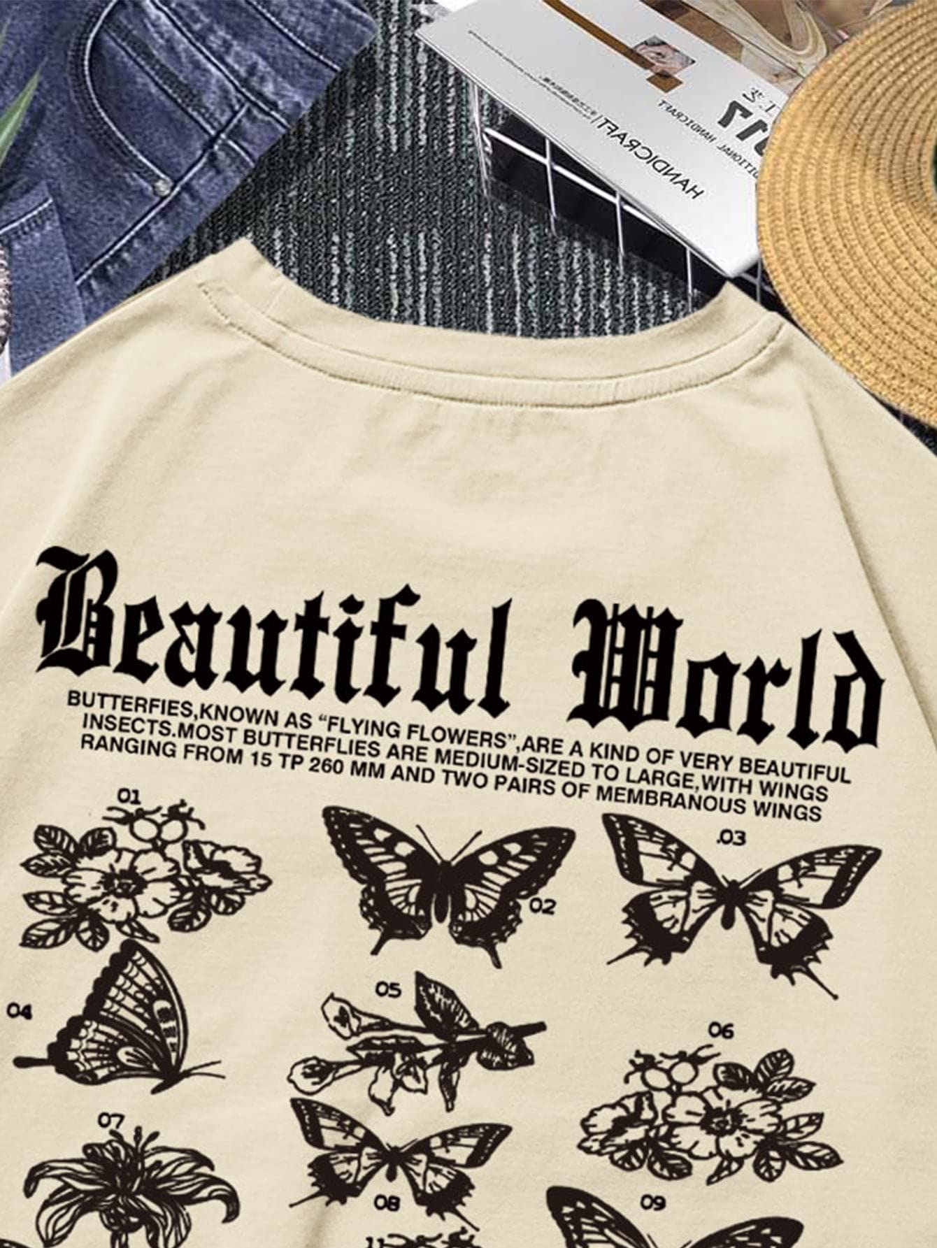 GORGLITTER Men's Graphic Print Short Sleeve T Shirt Round Neck Casual Tee Top Khaki Large