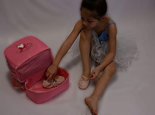 Ballet dance backpack for little girls ballerina tutu pink bag with free hair net for dance Toddler dance bag gymnastics Latin dance yoga tap dance jazz separate compartment for shoes