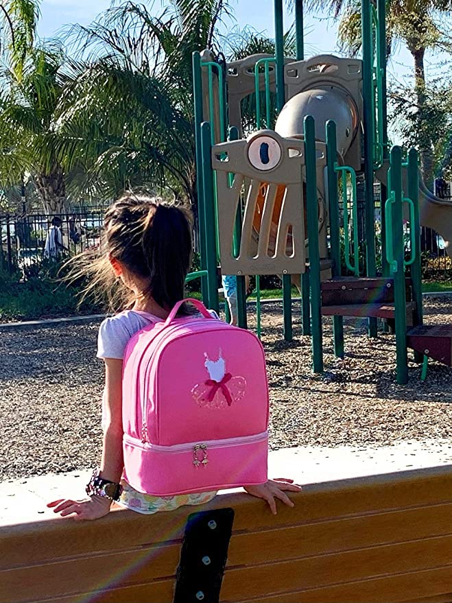 Ballet dance backpack for little girls ballerina tutu pink bag with free hair net for dance Toddler dance bag gymnastics Latin dance yoga tap dance jazz separate compartment for shoes