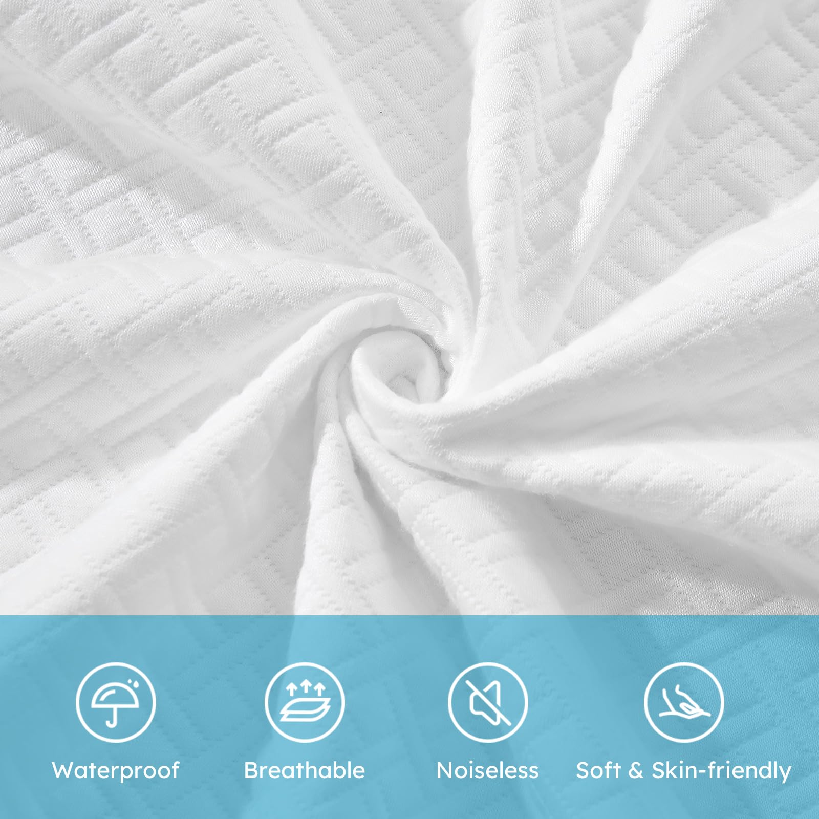 Cozymaker Full Size 100% Waterproof Mattress Protector, Cooling Mattress Cover Fitted 8-21" Deep Pocket, 3D Air Fabric Soft Breathable Bed Mattress Pad Cover Noiseless Washable