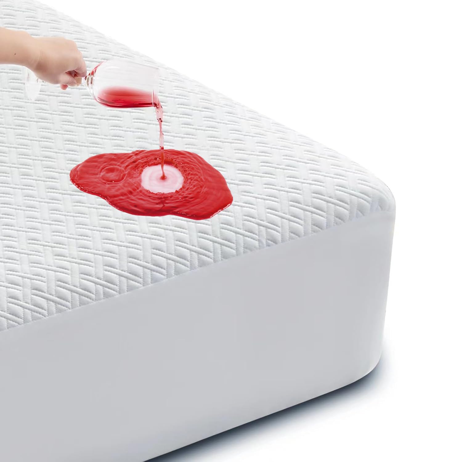 Cozymaker Full Size 100% Waterproof Mattress Protector, Cooling Mattress Cover Fitted 8-21" Deep Pocket, 3D Air Fabric Soft Breathable Bed Mattress Pad Cover Noiseless Washable