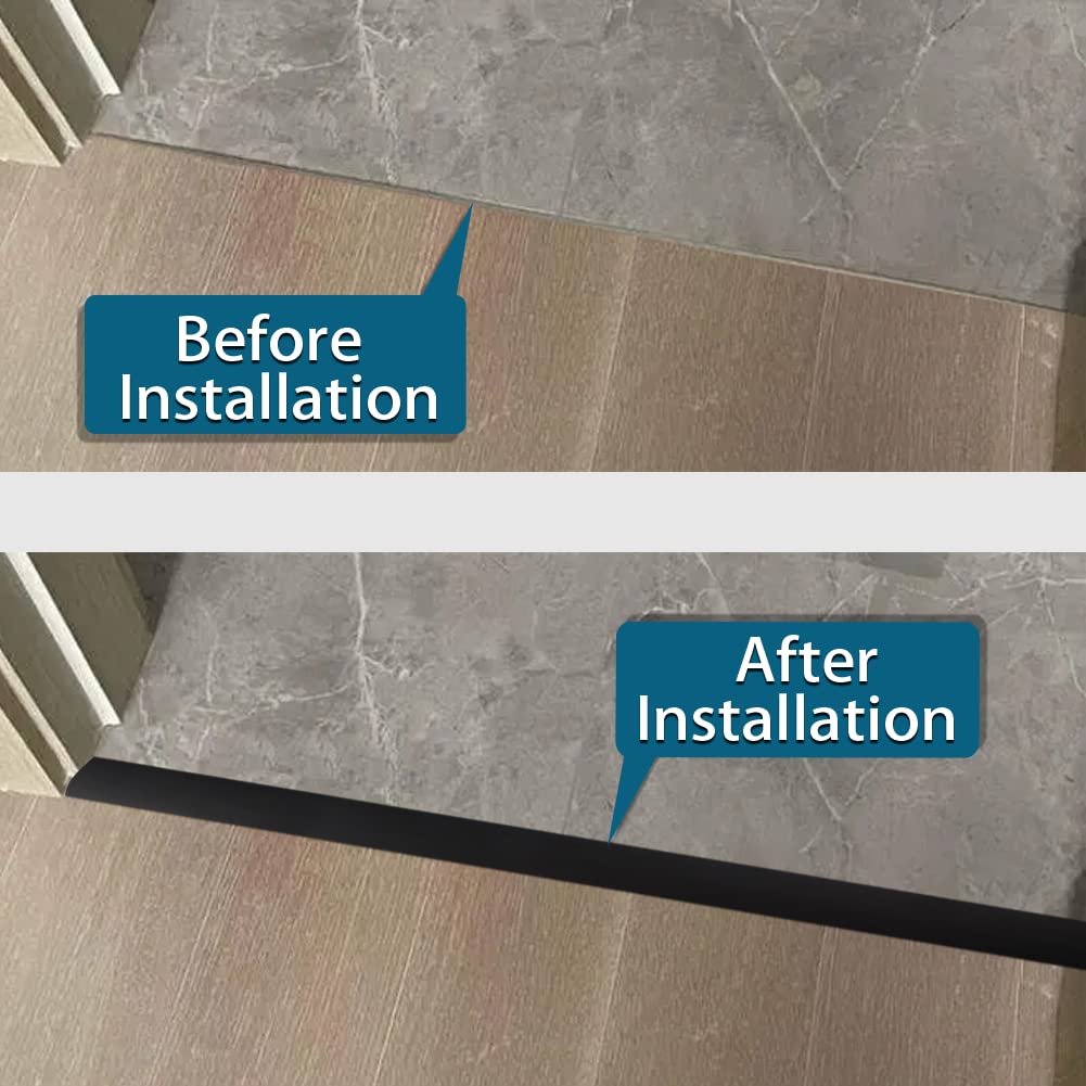 Floor Transition Strip 2" Self Adhesive Flat Vinyl Flooring Transitions Strip with Strong Backing (5cm, 20FT, Black)