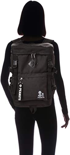 SNOOPY(スヌーピー) Women Silhouette Snoopy W Belt Square Backpack, Black x Black (SPR-687)