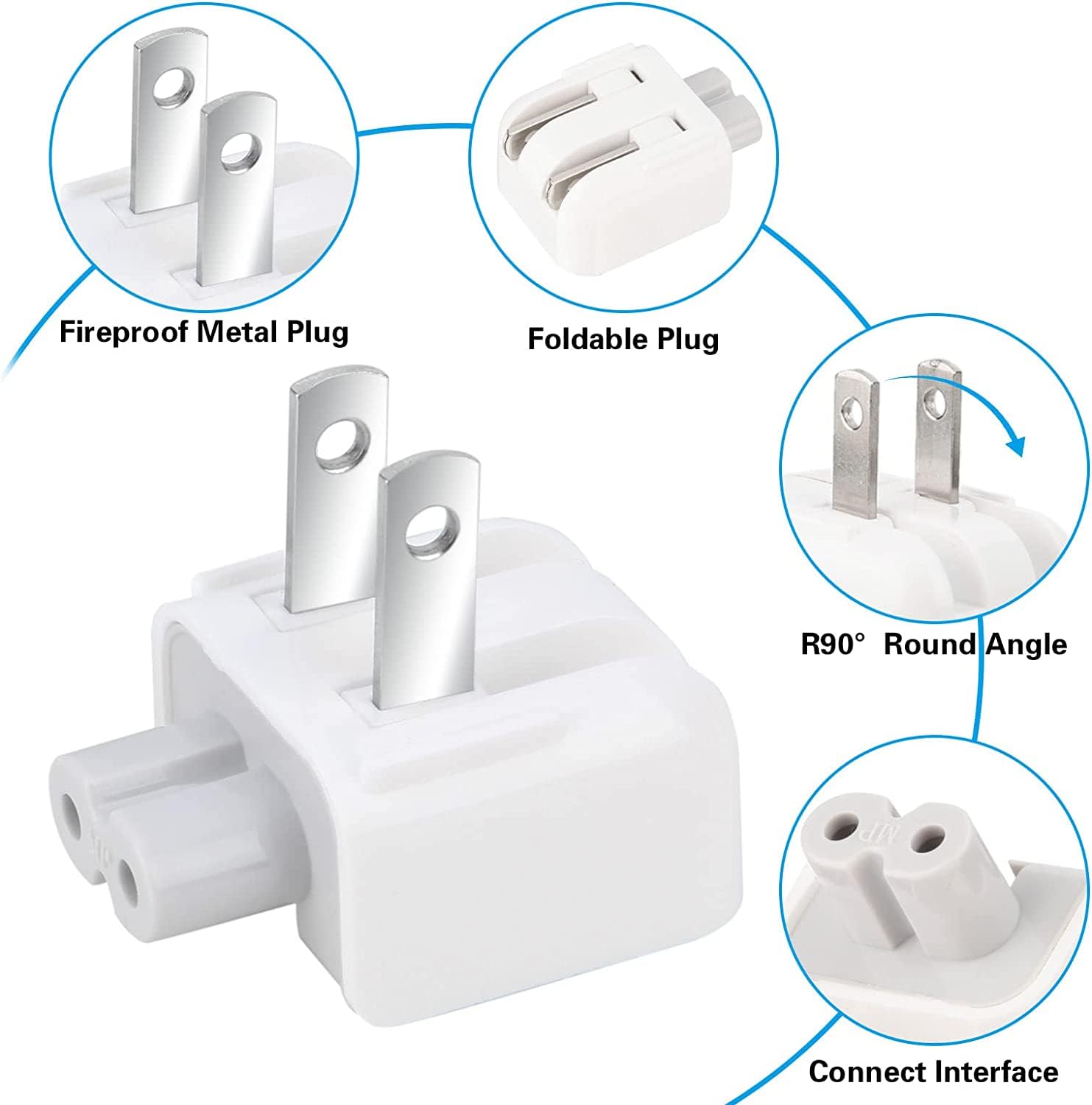 2 Pcs Mac AC Wall Adapter Plug Duckhead US Wall Charger AC Cord US Standard Duck Head for MacBook Mac iBook/iPhone/iPod AC Power Adapter Brick