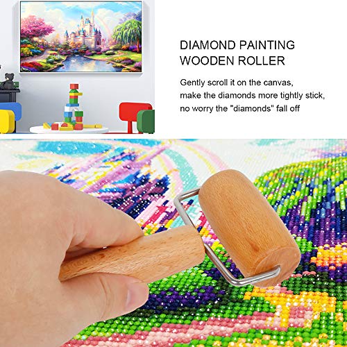 LEOBRO 5D Diamond Painting Tools Wooden Roller, 2 in 1 Design Wooden Roller for Diamond Painting Rhinestone Embroidery, Craft Clay, Ceramic & Pottery Clay