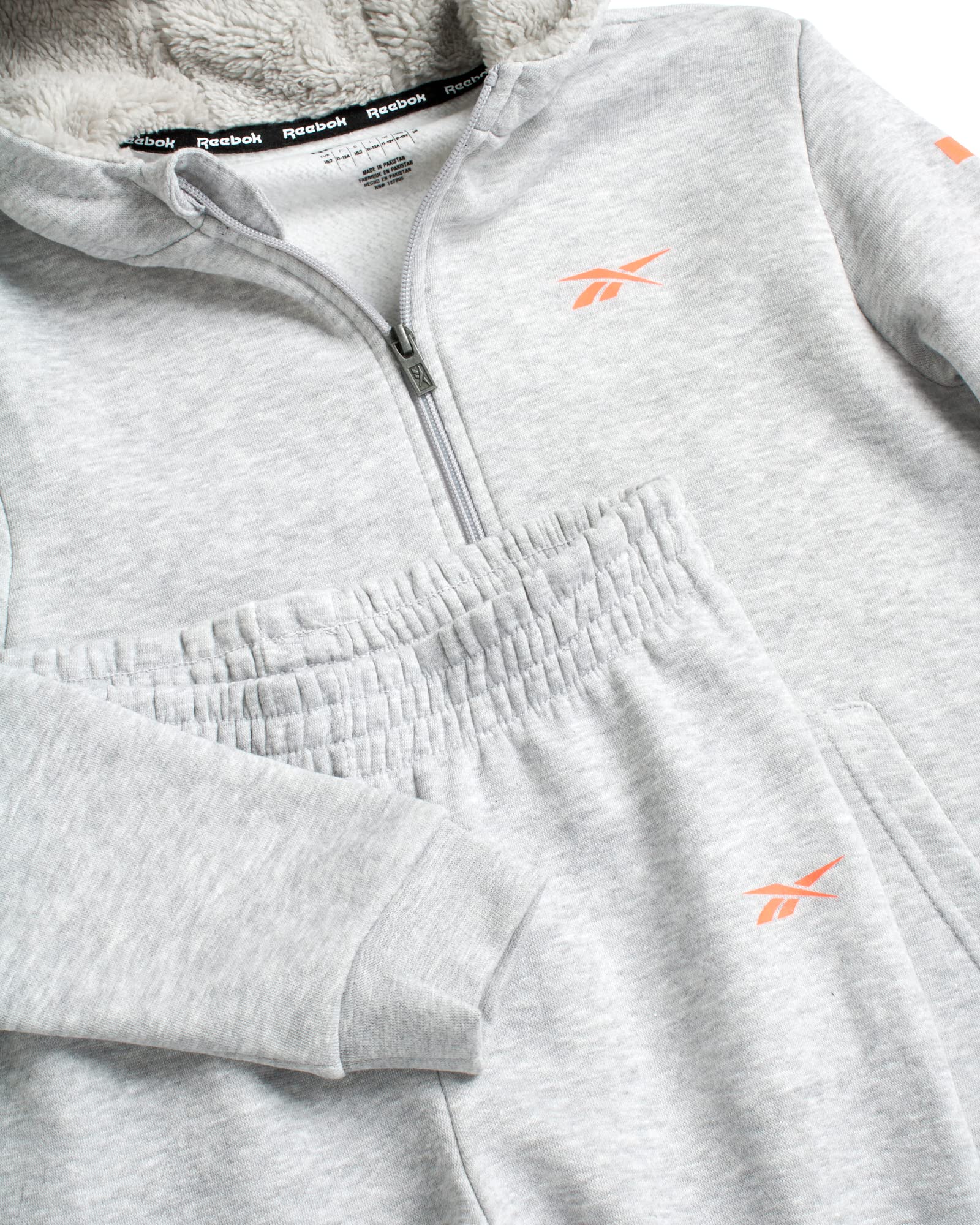 Reebok Boys' Sweatsuit Set - 2 Piece Fleece Hoodie Sweatshirt and Jogger Sweatpants (4-7), Size 5, Dark Grey Heather