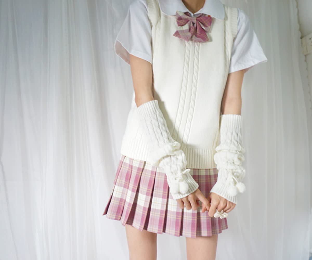 JUENAWMIU Cute Bunny Ears Furry Leg Warmers Fur Ball Bow Leg Warmers