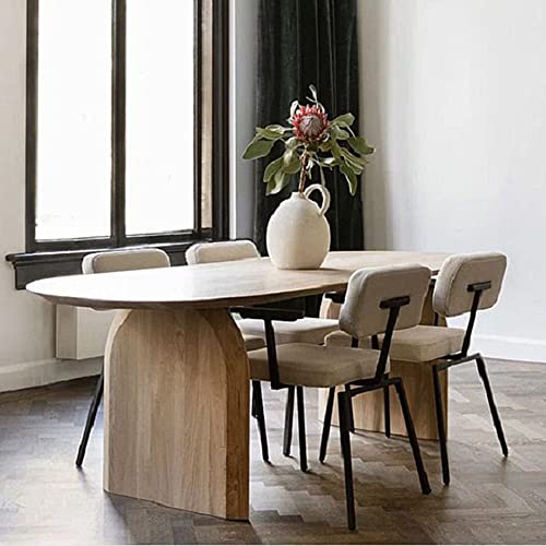 BAYCHEER Vintage Solid Wood Top Oval Dinette Table Wood Base Dining Table for Living Room - Natural Wood 47.2" L x 23.6" W x 29.5" H (Table Only)