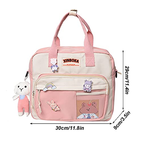 Cute School Backpack with Plush Pendant Girls Pink Japanese Schoolbag Cute Backpack for School JK Uniform Handbags