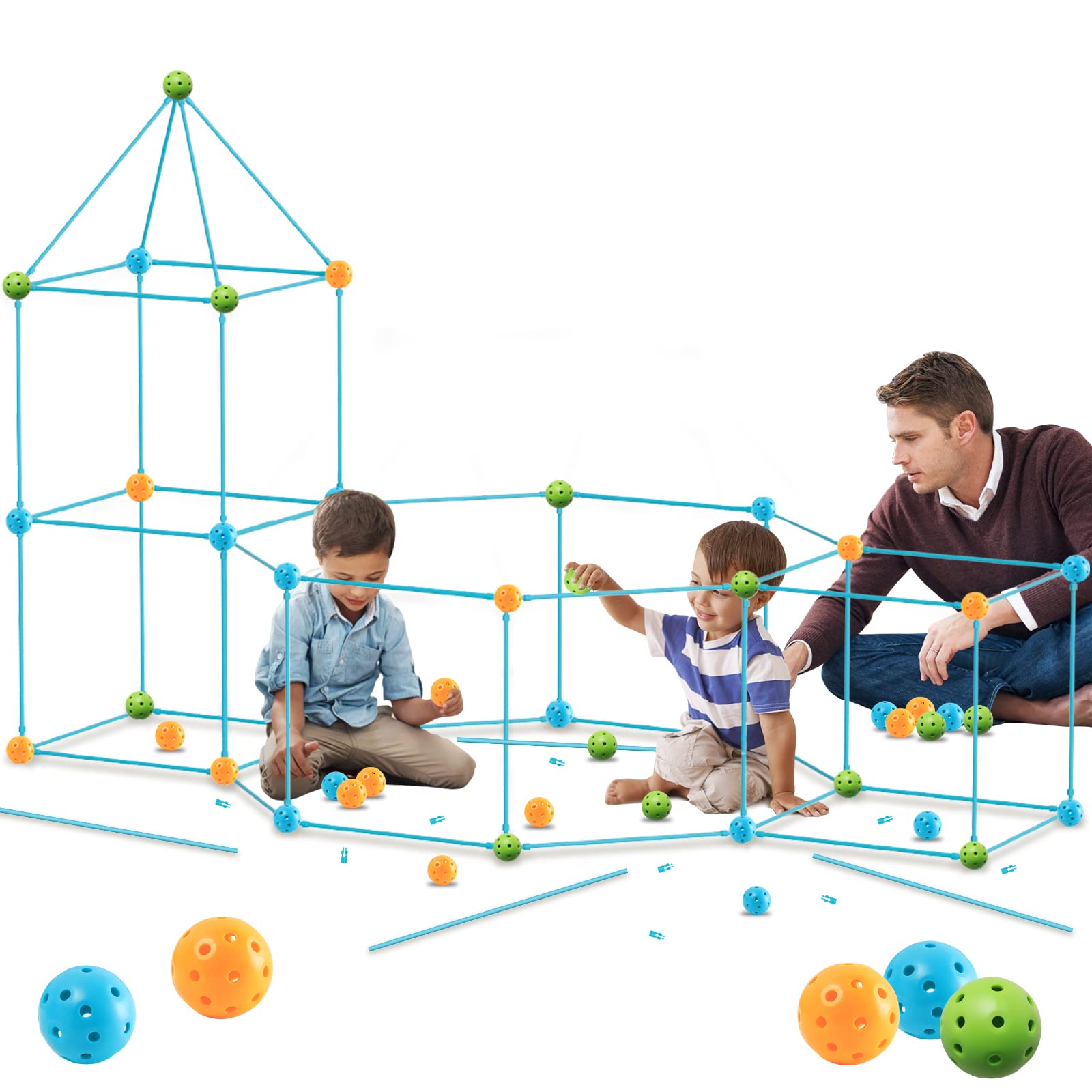 ZUJOE Fort Building Kit for Kids, 135 Pieces Fort Building Kit, Children Tent Fort Indoor & Outdoor, Educational Fort Construction Toys for 4 5 6 7 8 9 10 11 12 Years Old Boys and Girls