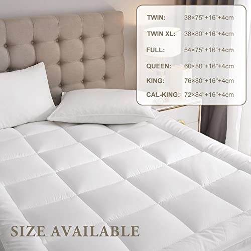 Yarnsoft Full Size for Back Pain, Cooling and Breathable Mattress Pad Covers, Extra Thick Mattress Topper 16-21" Elastic Deep Pockets ,All Season Bedding, (54 "x75) White