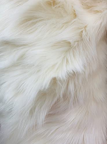 Sasha Ivory 2 Inch Long Pile Soft Luxury Faux Fur Fabric Fursuit, Cosplay Costume, Photo Prop, Trim, Throw Pillow, Crafts