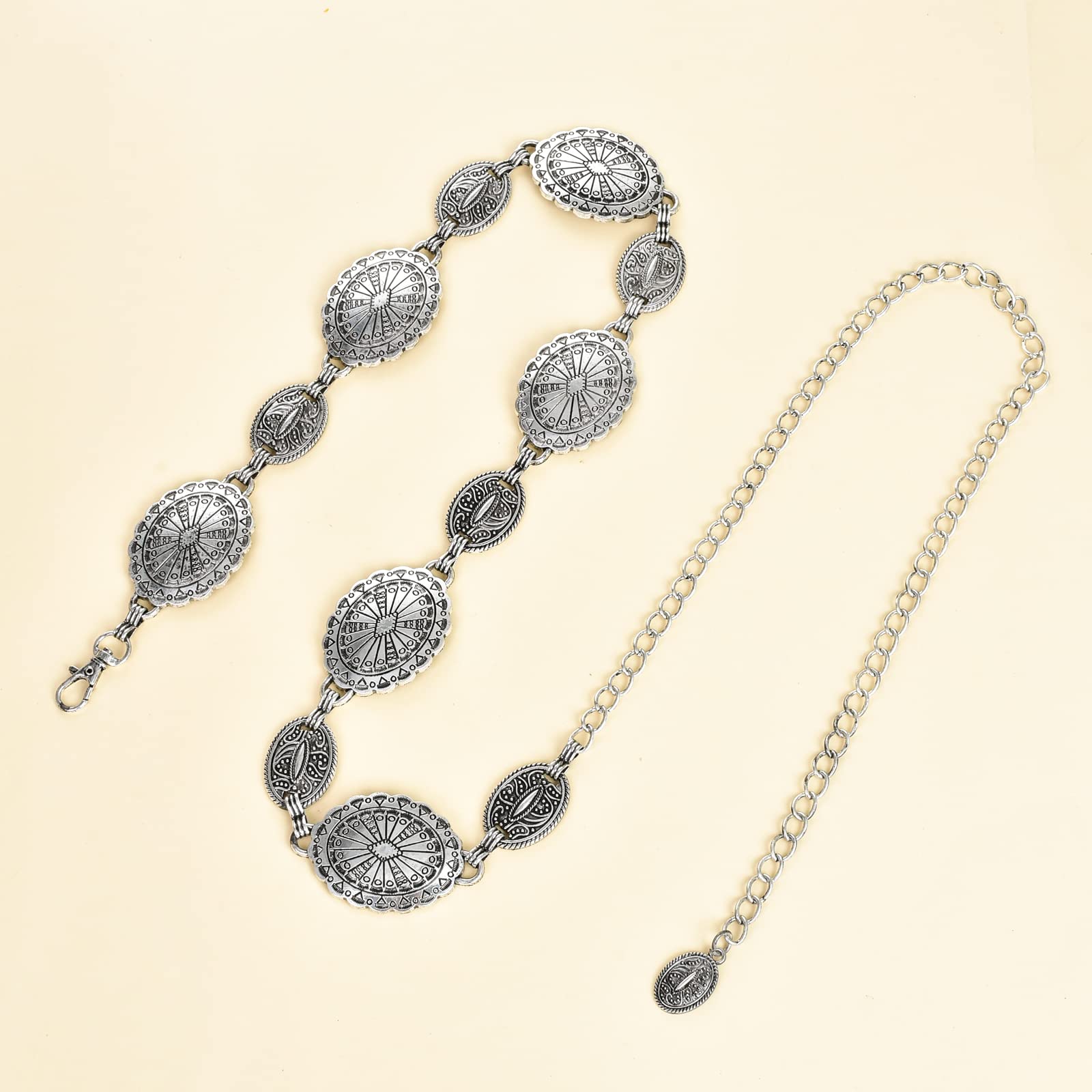 ILuvatar Waist chain women's metal chain dress with butterfly sweater chain Silver retro waist chain punk belt