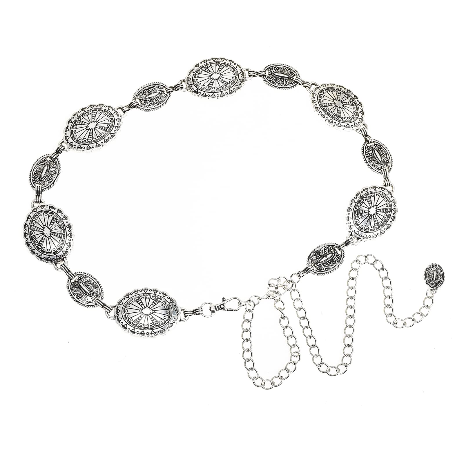 ILuvatar Waist chain women's metal chain dress with butterfly sweater chain Silver retro waist chain punk belt