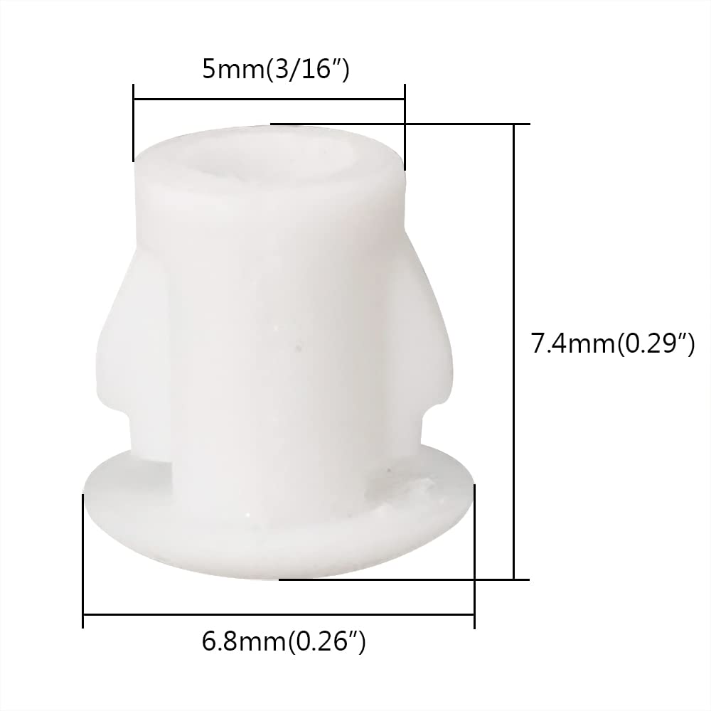 Alamic Hole Plugs 3/16" Plastic Flush Type Hole Plugs Snap in Locking Hole Tube Screw Caps Drilling Cover Plugs Fastener Covers for Kitchen Cabinet Furniture White 100 Pack
