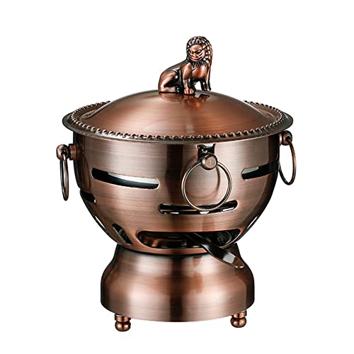 304 Stainless Steel Stockpot Shabu Shabu Hot Pot Set Retro Separation Alcohol Hotpot Chafing Dishes Single Serving Pot with Heatproof Handle, 1L / Copper