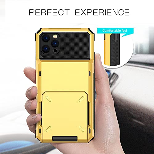 Galaxy Note 10 Plus Wallet Case Card Holder ID Slot Scratch Resistant Dual Layer Protective Bumper Rugged TPU Rubber Armor Hard Shell Cover Phone Cases for Samsung Galaxy Note 10 Plus,Yellow