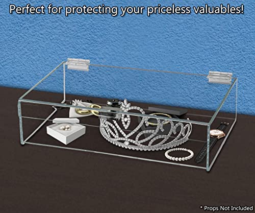 Acrylic Locking Display Case with Keys 12" x 8" x 4" Clear Countertop Rectangular Tray with Lid for Tradeshows Expos Flea Markets and Swap Meets by Marketing Holders
