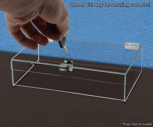 Acrylic Locking Display Case with Keys 12" x 8" x 4" Clear Countertop Rectangular Tray with Lid for Tradeshows Expos Flea Markets and Swap Meets by Marketing Holders