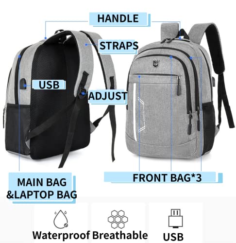 RRRWEI Laptop Backpack 15.6 Inch Slim Computer Bag,Business Travel Anti Theft Durable Backpack Usb Charging Port,For College School (black)