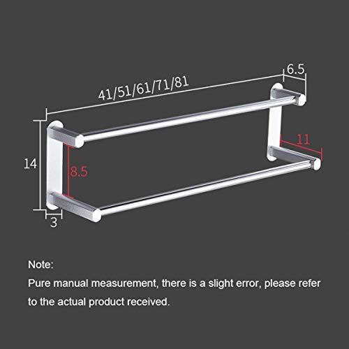 ALIAOFORZ Simple Shelf, Double Tea Towel Holder for Hanging Over The Kitchen Cupboard Door - 41Cm/16.14Inch Towel Rack - No Drilling Necessary - Also Suitable As a Bath Towel Rail/Silver/71C