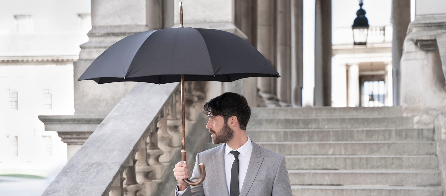 The London Umbrella - Crafted From A Single Piece Of English Chestnut - Black