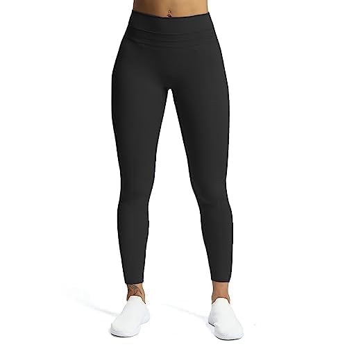 Aoxjox High Waisted Workout Leggings for Women Scrunch Tummy Control Luna Buttery Soft Yoga Pants 26" (Black, Medium)